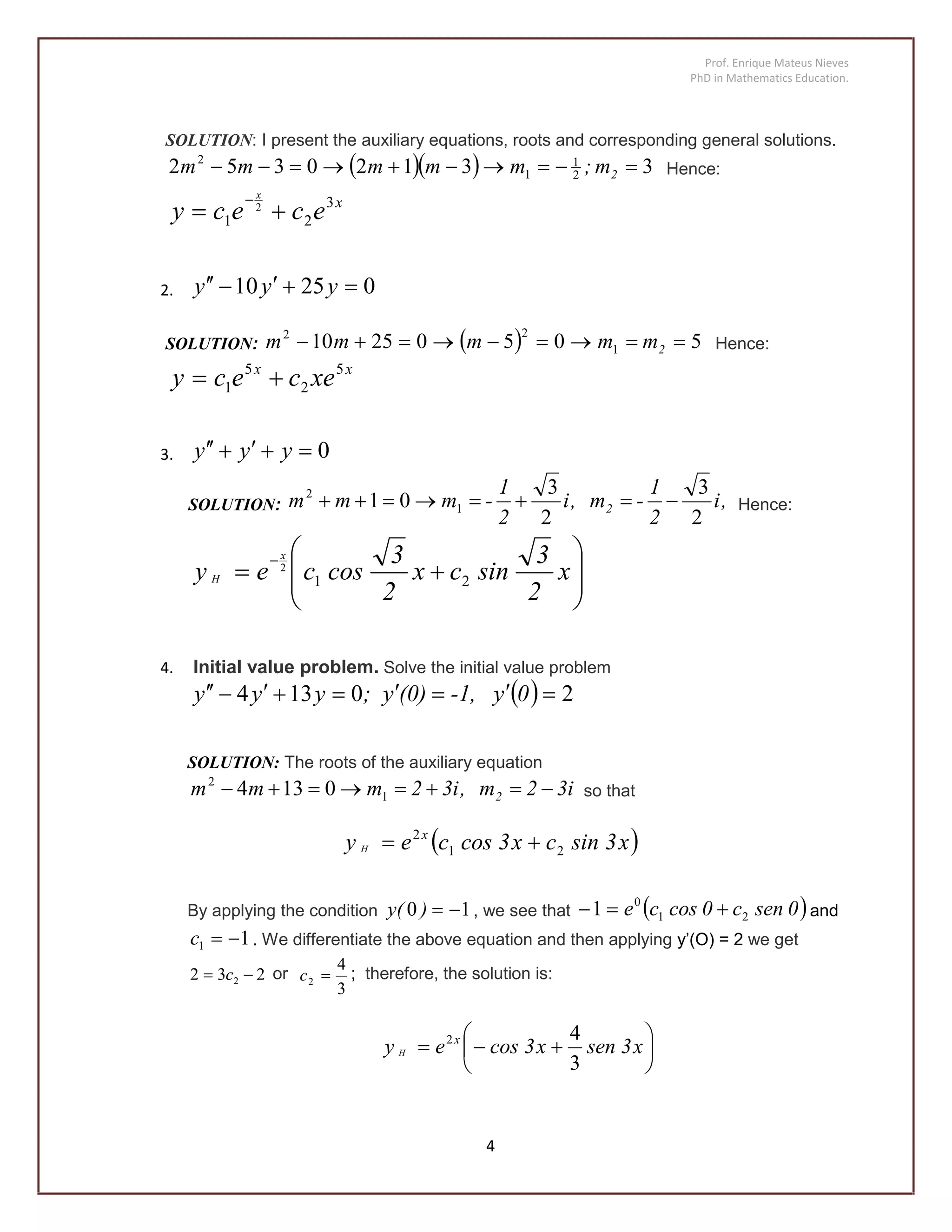 Higher order differential equations | PDF