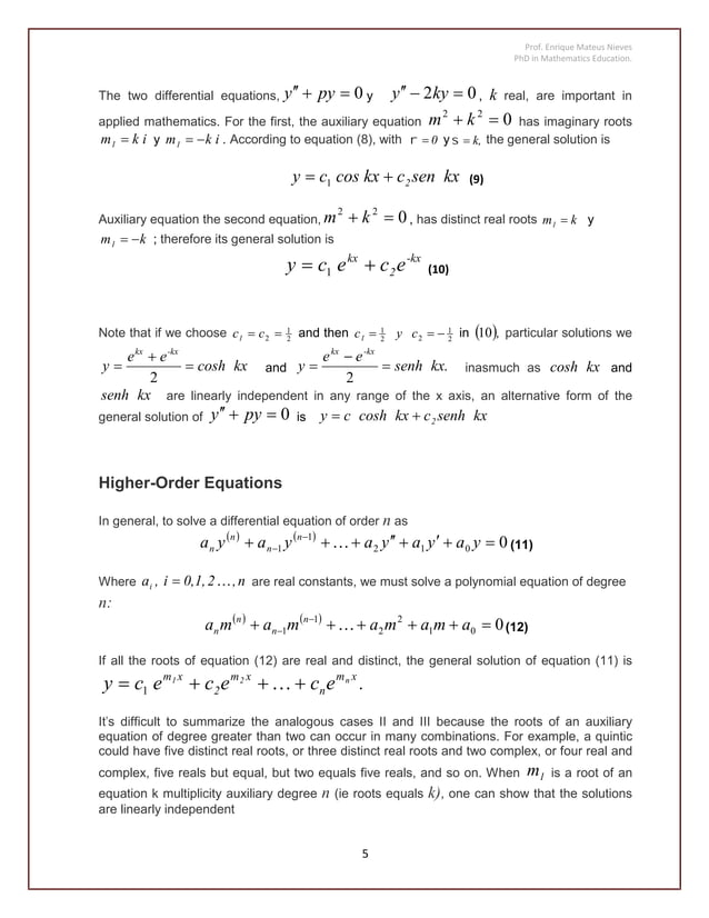 Higher order differential equations | PDF | Physics | Science