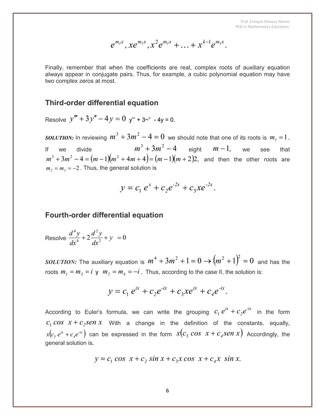 Higher order differential equations | PDF | Physics | Science