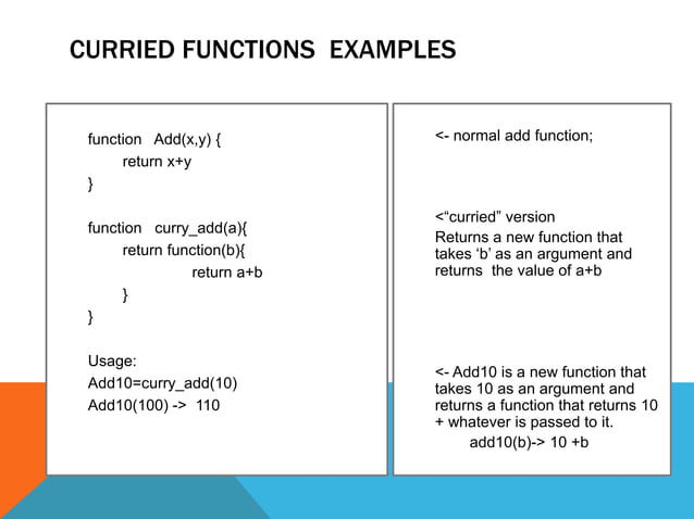 Curry functions in Javascript | PPTX | Programming Languages | Computing