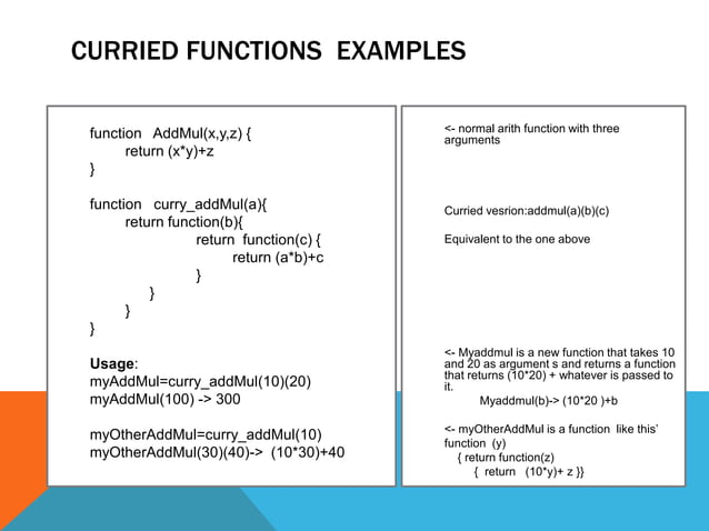 Curry functions in Javascript | PPTX | Programming Languages | Computing