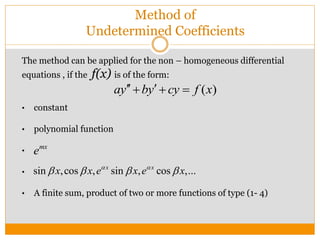 Higher order ODE with applications | PPTX