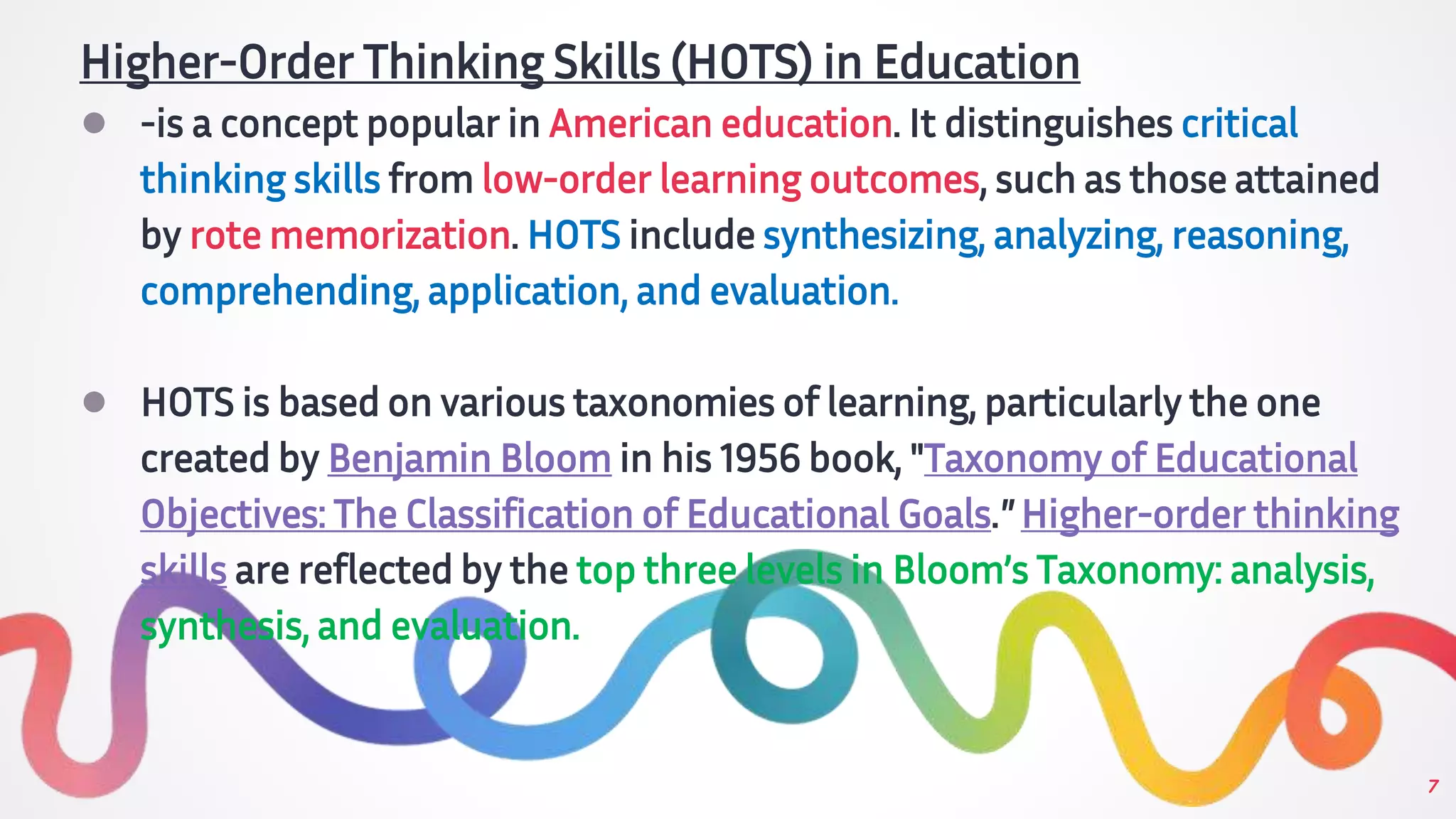 Higher Order Thing Skills.pptx | Educational Assessment | Education