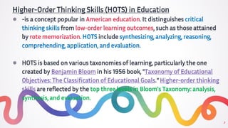 Higher Order Thing Skills.pptx | Educational Assessment | Education