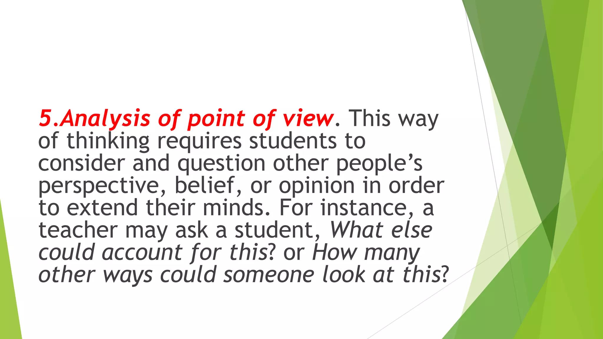 Higher order thinking skills question in teaching | PPTX