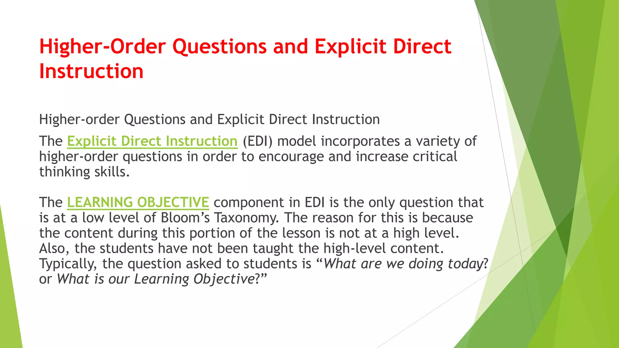 Higher order thinking skills question in teaching | PPTX