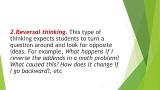 Higher order thinking skills question in teaching | PPTX