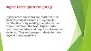 Higher order thinking skills question in teaching | PPTX