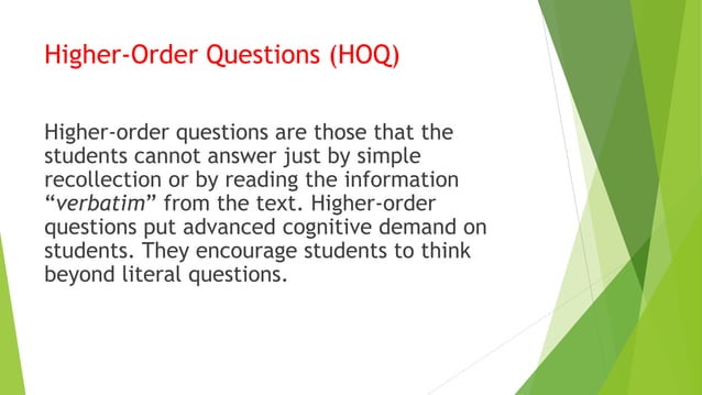 Higher order thinking skills question in teaching | PPTX | Educational ...