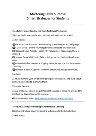 Mastering Exam Success: Smart Strategies for Students | DOCX