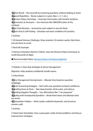 Mastering Exam Success: Smart Strategies for Students | DOCX