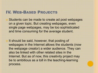 Higher Thinking Skills Through IT-Based Projects | PPT