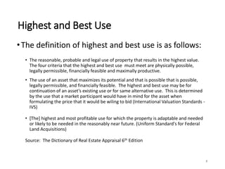 Highest and Best Use as a Critical Factor in Valuation for ...