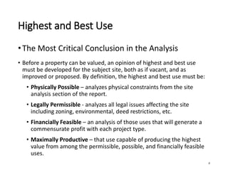 Highest and Best Use as a Critical Factor in Valuation for ...
