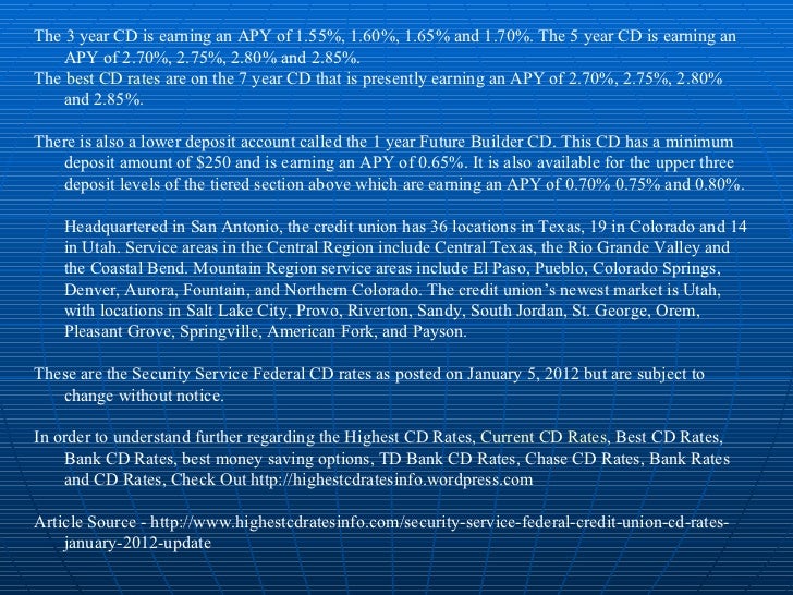 Highest Cd Rates From Security Service Federal Credit Union highest-cd-rates-from-security-service-federal-credit-union