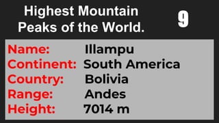 Highest mountain peaks of the world | PPT