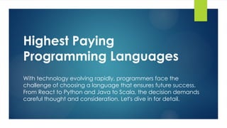15 Highest Programming Languages For Developers | PPT