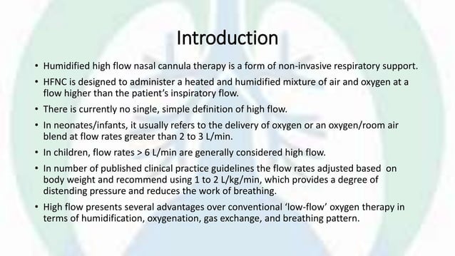 High flow nasal cannula (hfnc) linkden | PPTX | Ear, Nose and Throat ...