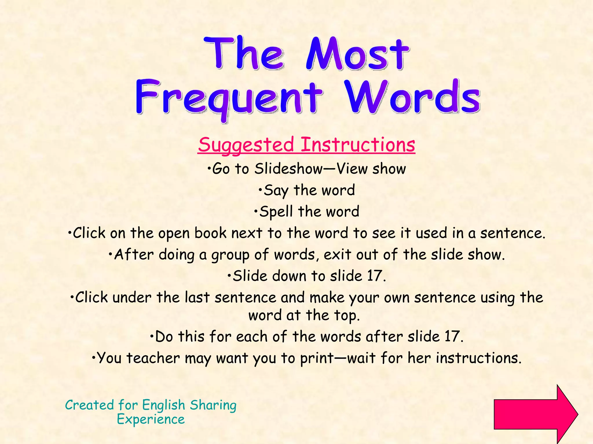 High Frequency Words | PPT
