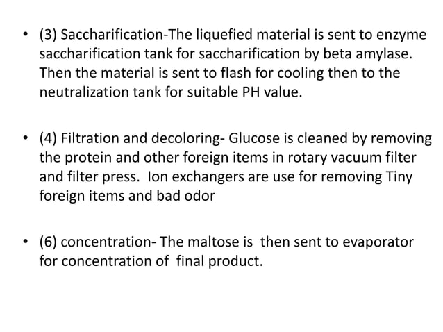 High fructose syrup and maltose syrup Production | PPTX | Chemistry ...