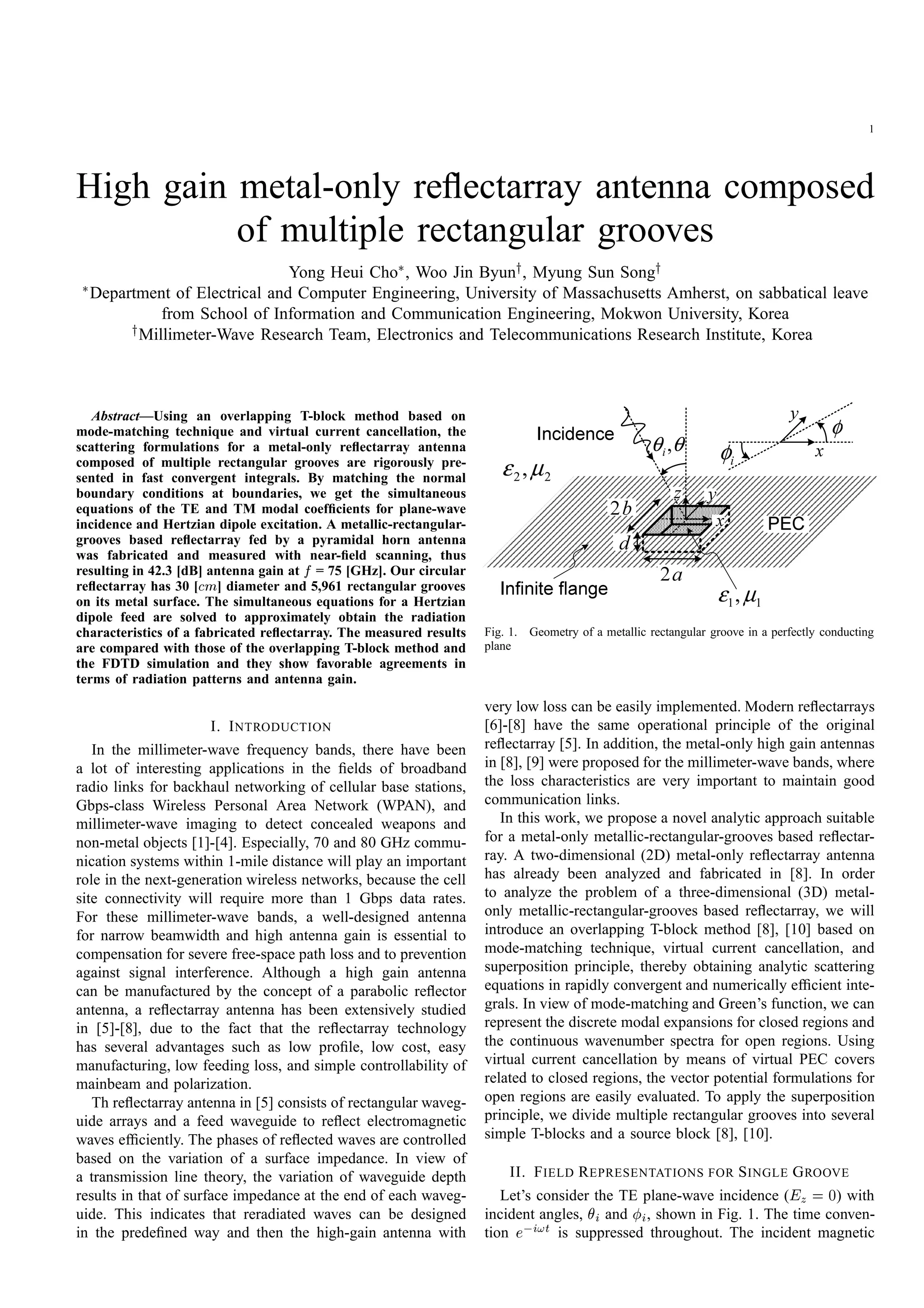 High gain metal only reflectarray antenna composed of multiple ...