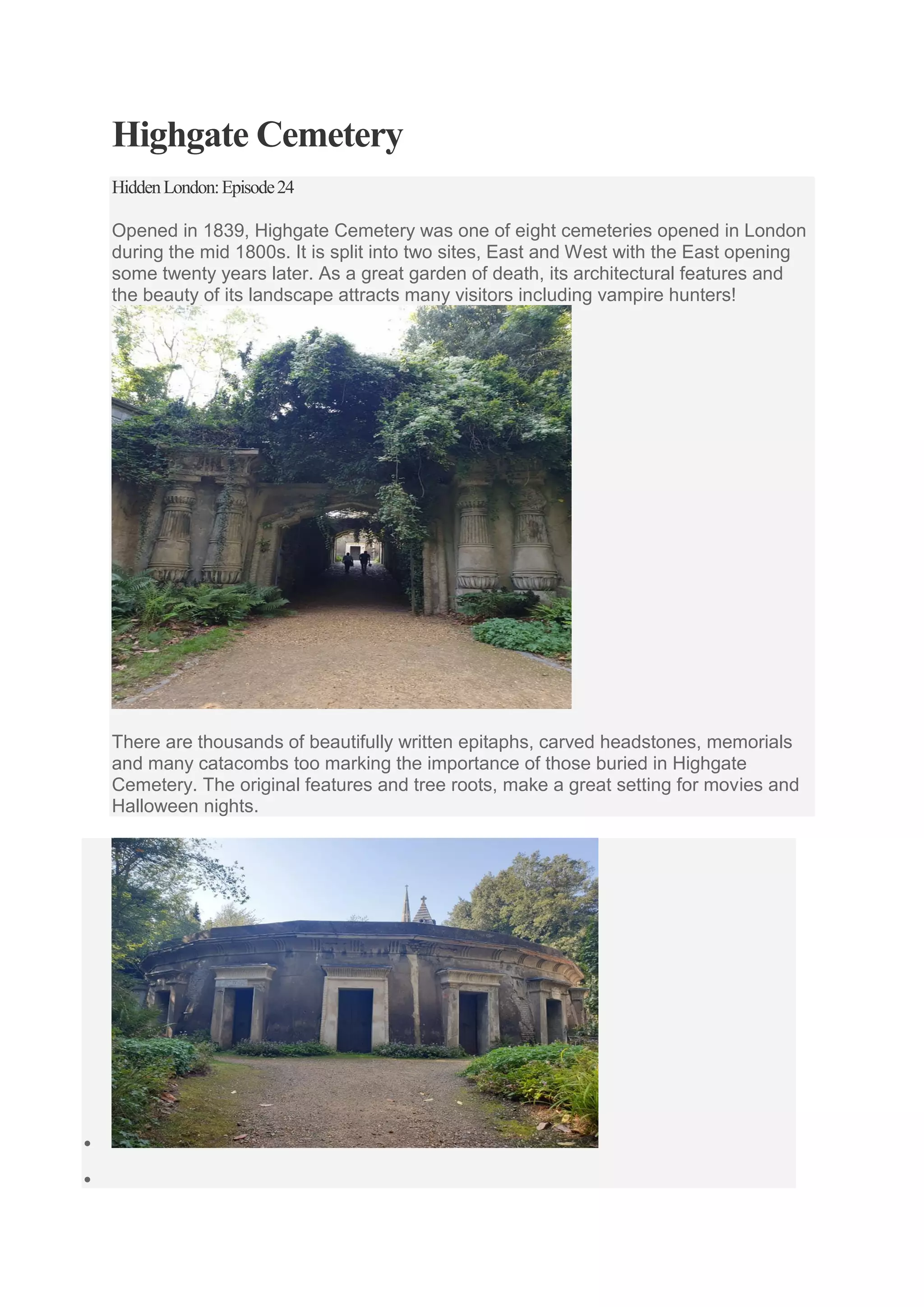 Highgate Cemetery | PDF