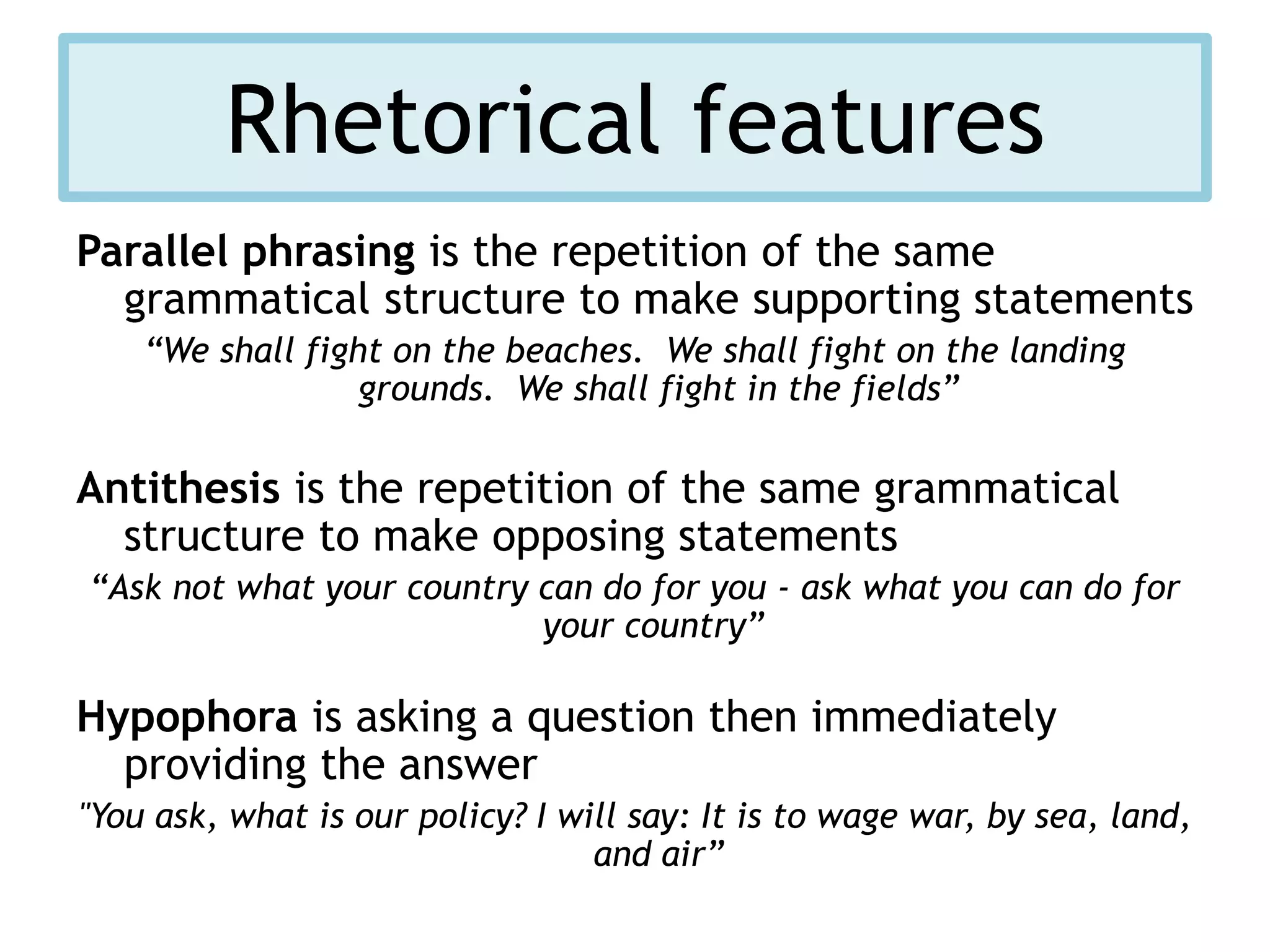English Language Terminology: High Grade Features | PPTX