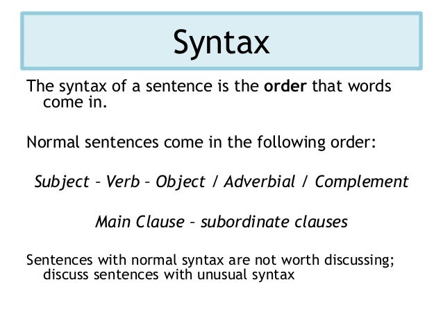 English Language Terminology: High Grade Features