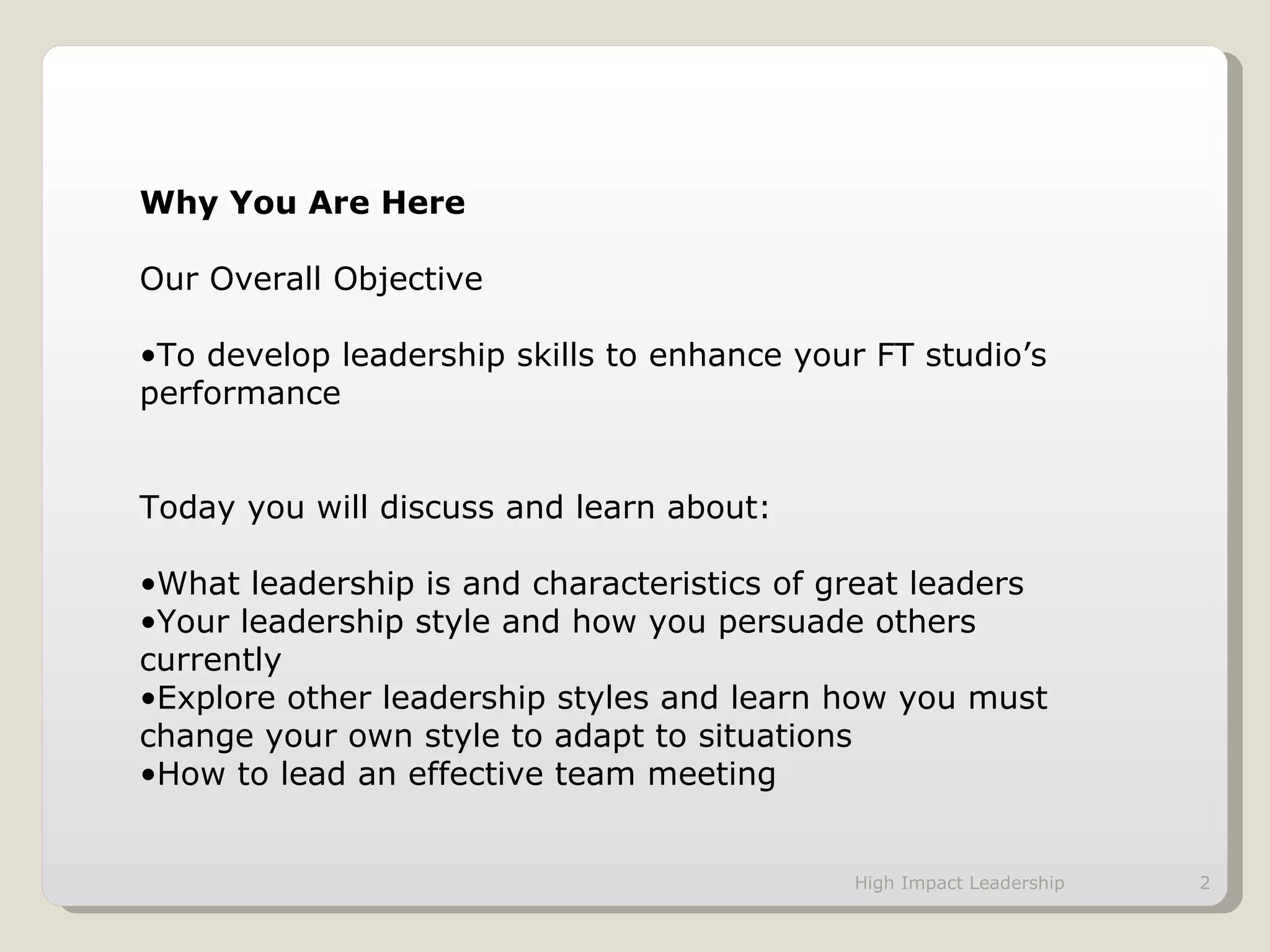 High Impact Leadership Slides | PPT