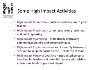 High Impact Overview | PPT