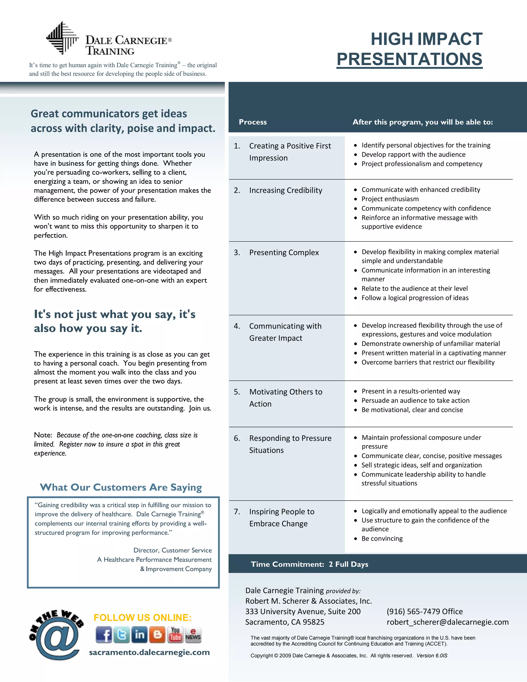 "High Impact Presentations" Seminar | PDF