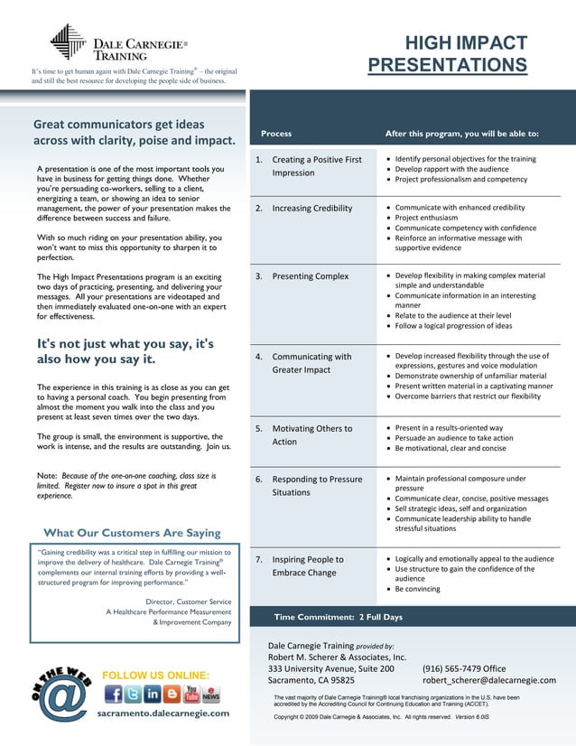 "High Impact Presentations" Seminar | PDF