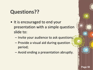 End Of Presentation Questions