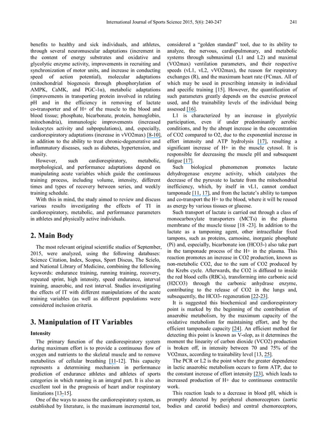 High intensity interval training cardiorespiratory adaptations, metabolic and performance | PDF