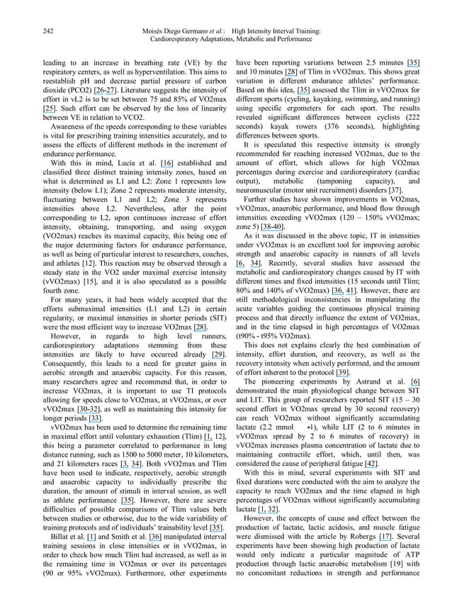 High intensity interval training cardiorespiratory adaptations, metabolic and performance | PDF