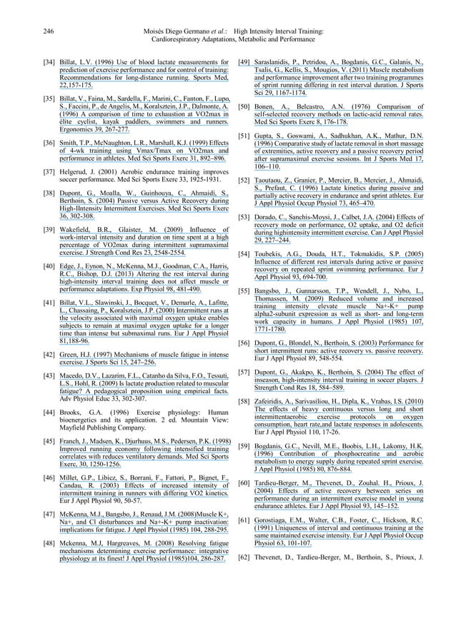 High intensity interval training cardiorespiratory adaptations, metabolic and performance | PDF