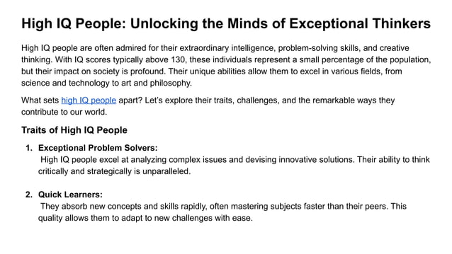 High IQ People Unlocking the Minds of Exceptional Thinkers.pptx