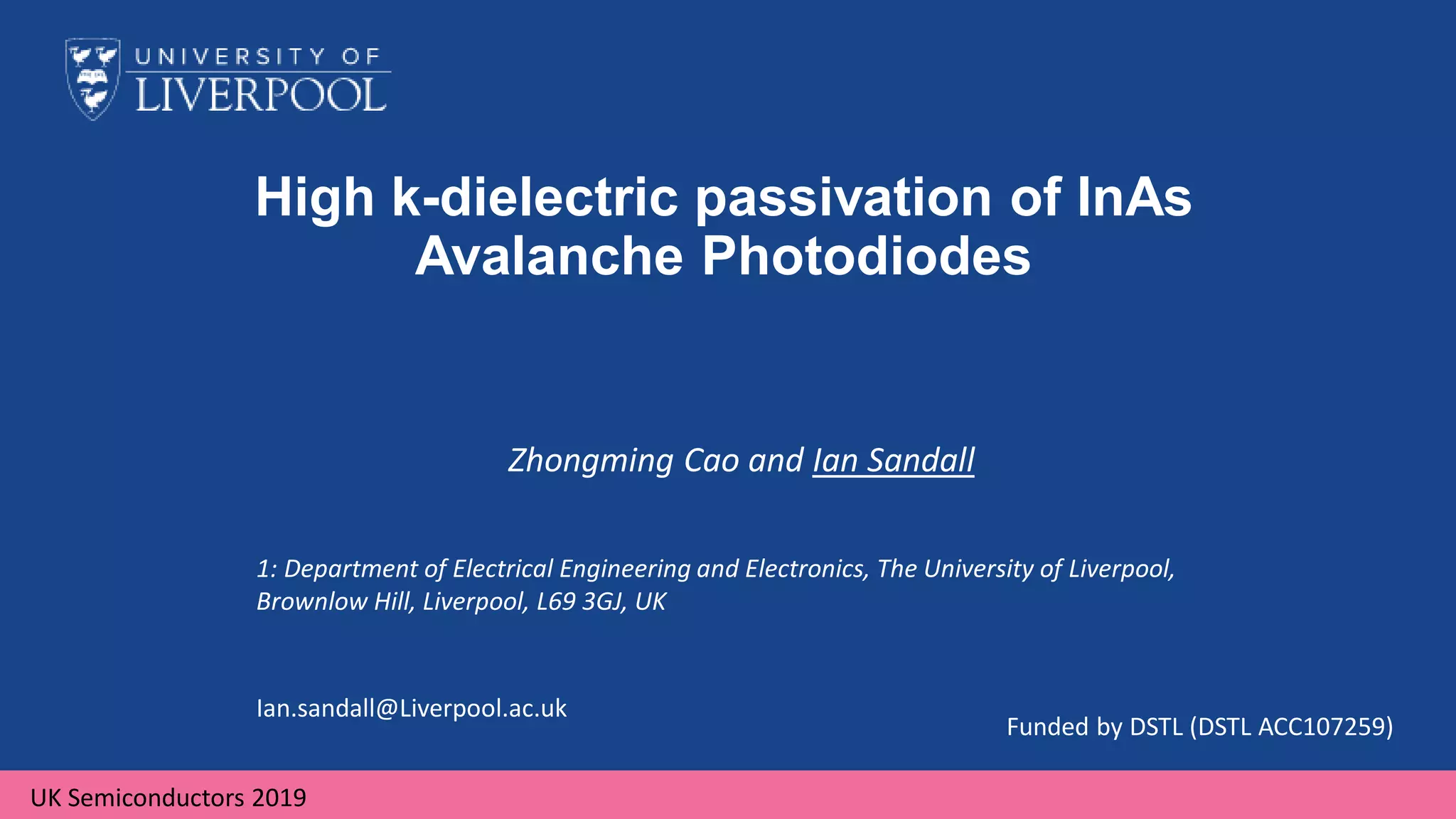 High k dielectric passivation of in as avalanche photodiodes | PDF