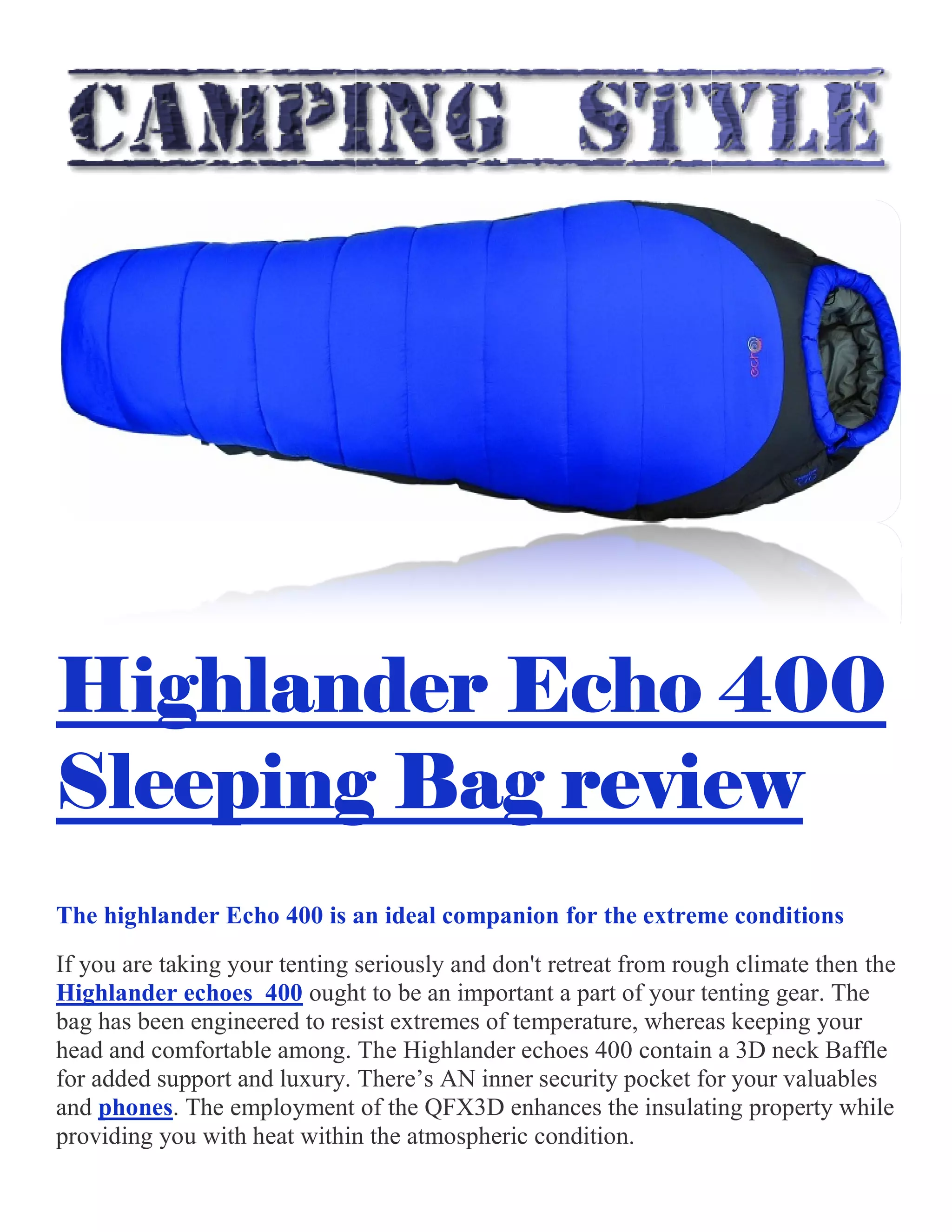 Highlander echo 400 | PDF