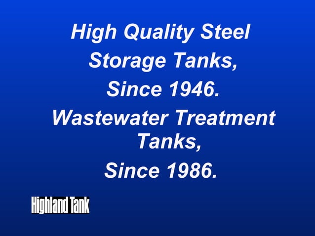 Highland Tank Ows Presentation | PPT | Home Appliances | Home & Garden