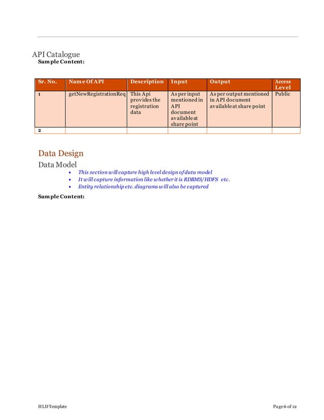 High level design document template | DOCX