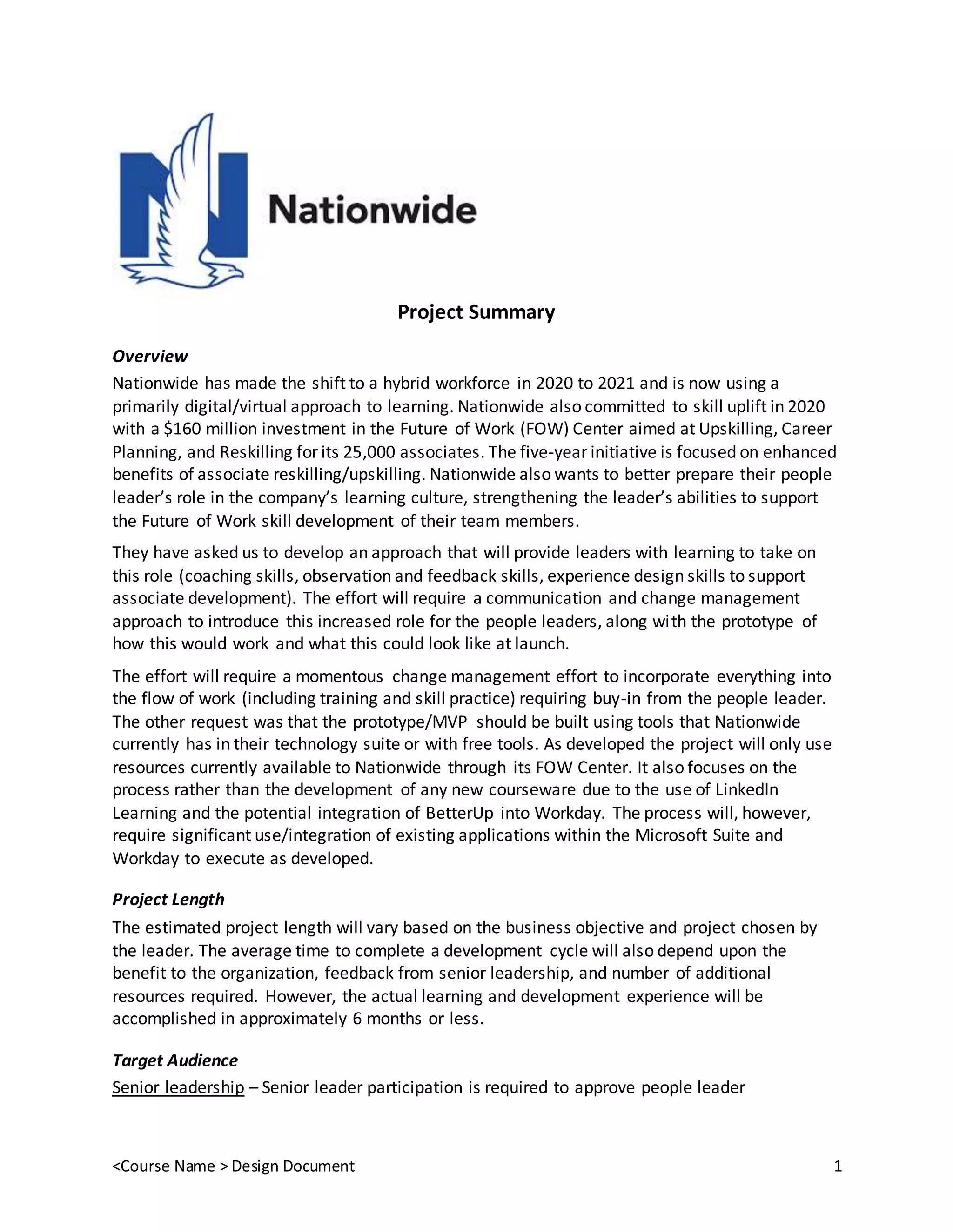 High Level Solution Plan - Nationwide | PDF