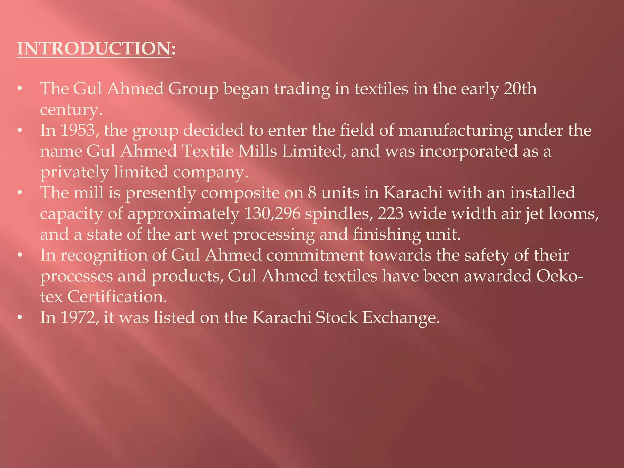 Gul Ahmed Textile Mills Ltd.- Survey. | PPTX