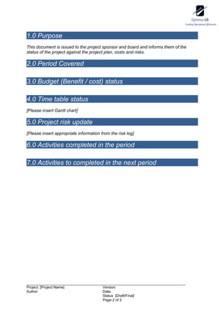 Highlight Report - Project Management template | DOC
