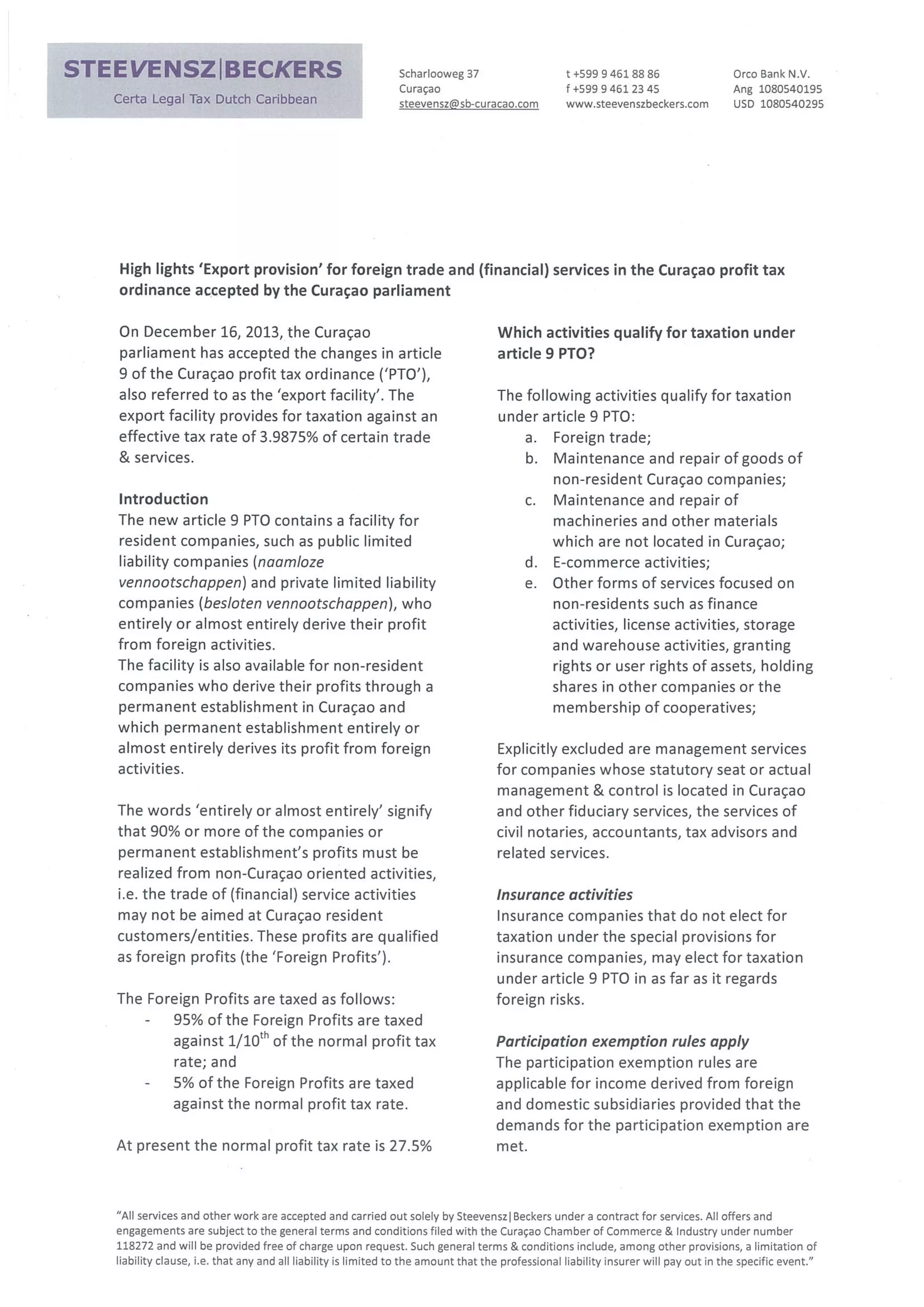 High lights Curaçao export facility | PDF