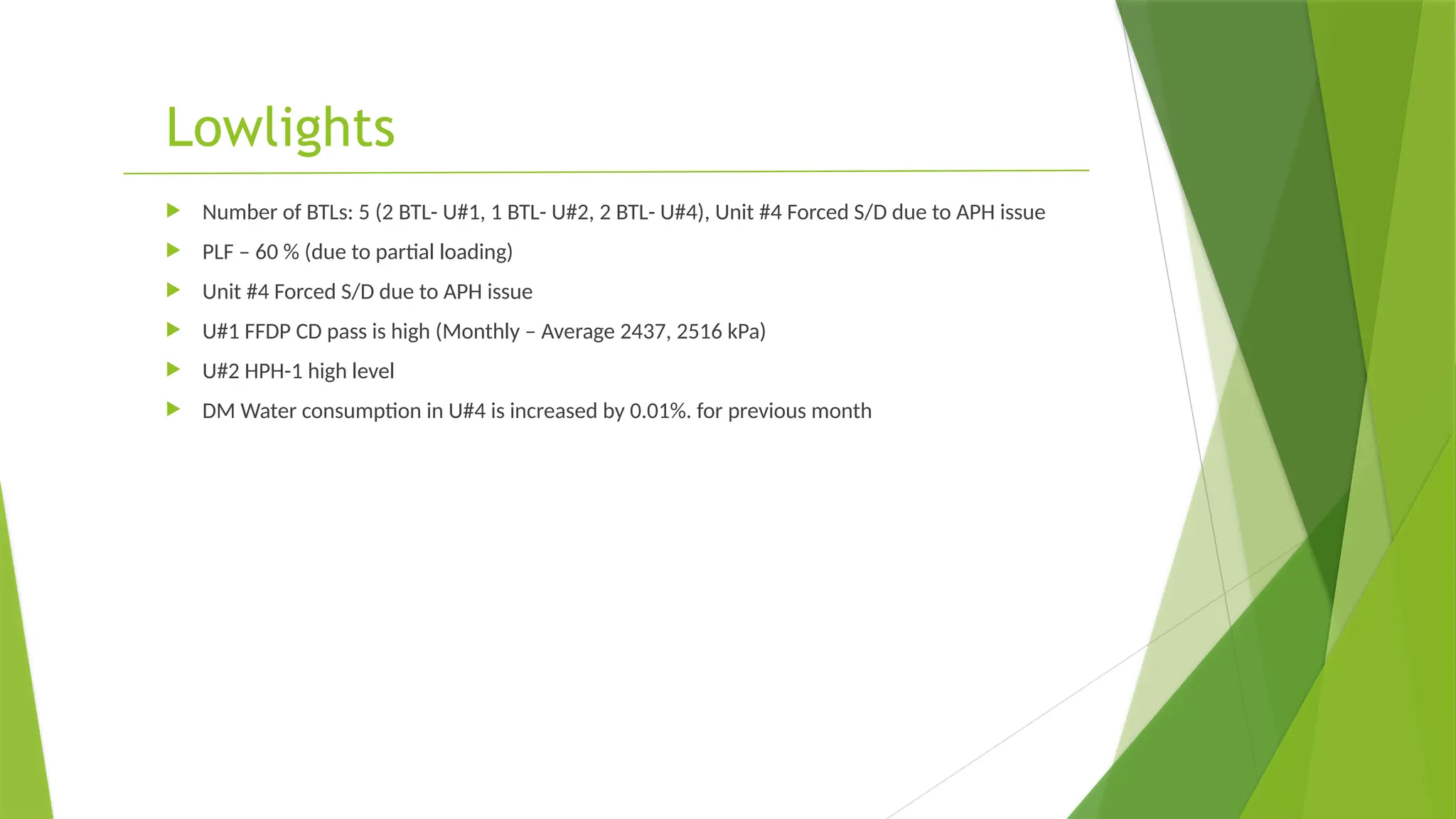 HIGHLIGHTS LOWLIGHTS_JUNE POWER PLANT EFFICIENCY | PPTX
