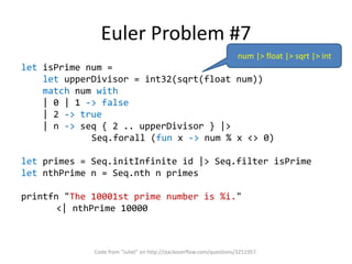 Highlights of F# lightning talk | PPTX | Programming Languages | Computing