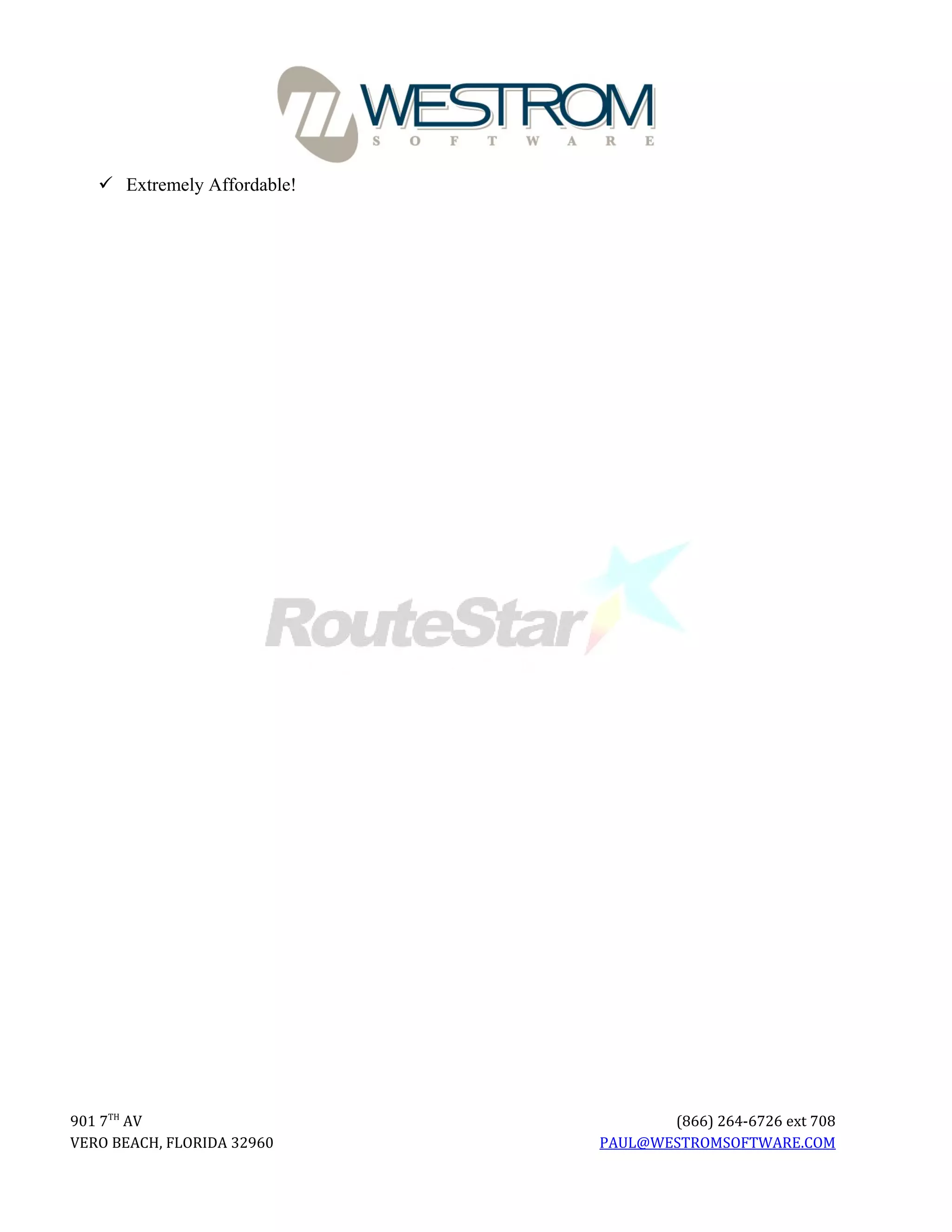 Highlights of route star solutions software | PDF
