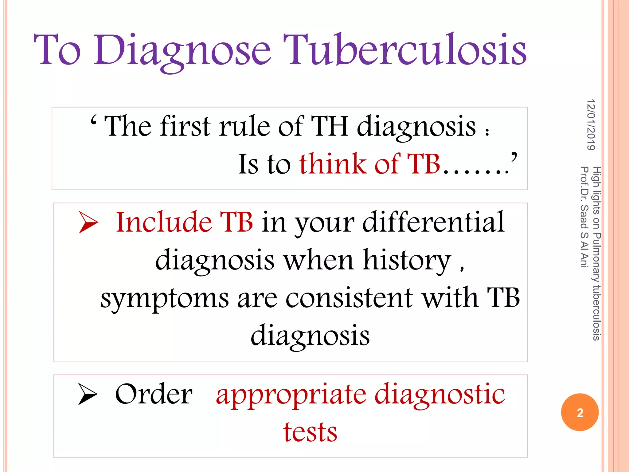 High lights on pulmonary tuberculosis | PPT