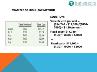 High Low Method | Accounting | PPTX